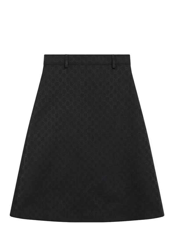 Gucci Gg Cotton Blend Midi Skirt - Black