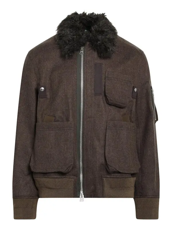 Sacai Melton Wool Blouson Jacket - Brown