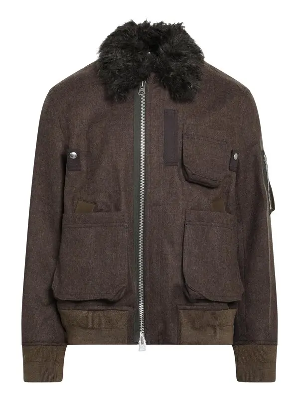 Sacai Melton Wool Blouson Jacket - Brown