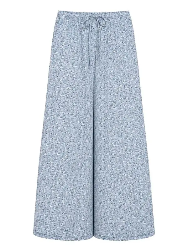 MONTCE Petite Fleur Drawstring Wide-leg Pant - Blue