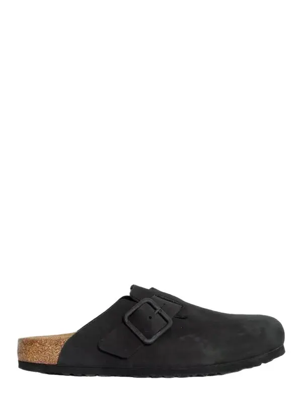BIRKENSTOCK Boston Nubuck Leather Mules - Black