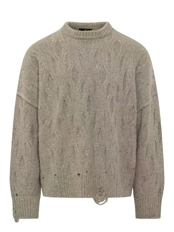REPRESENT Distressed Cable-knit Sweater - Neutrals