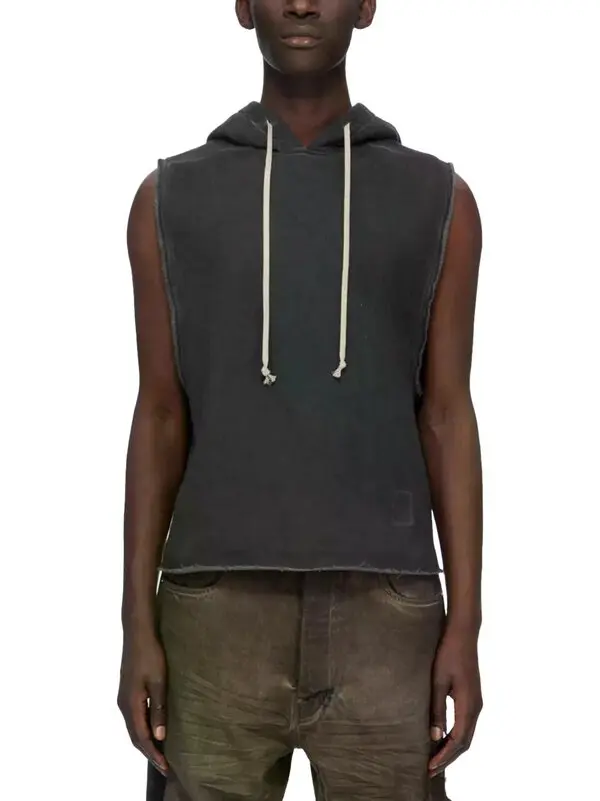Rick Owens Sleeveless Raw-cut Hoodie - Black