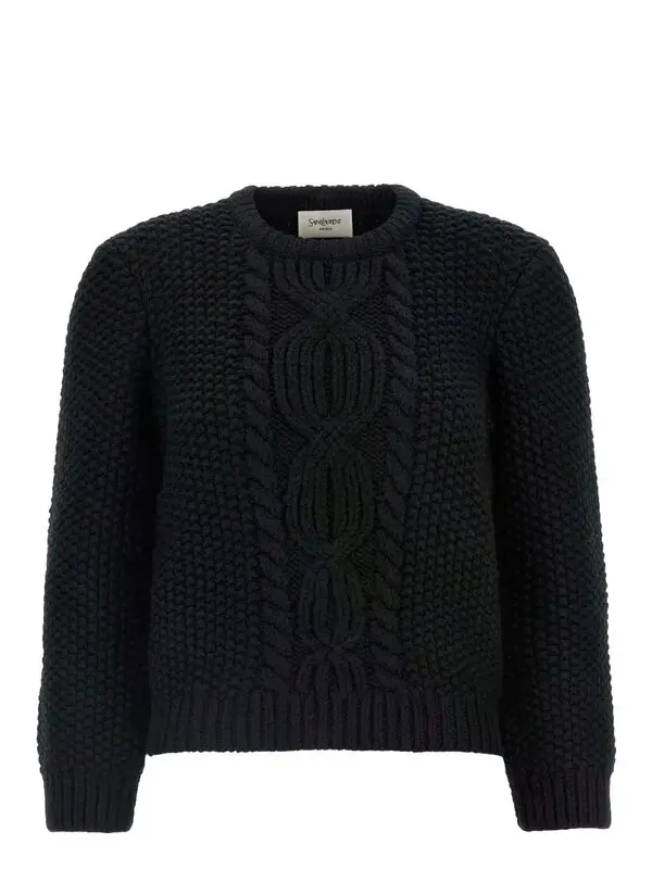 Saint Laurent Crew Neck Wool Sweater - Black