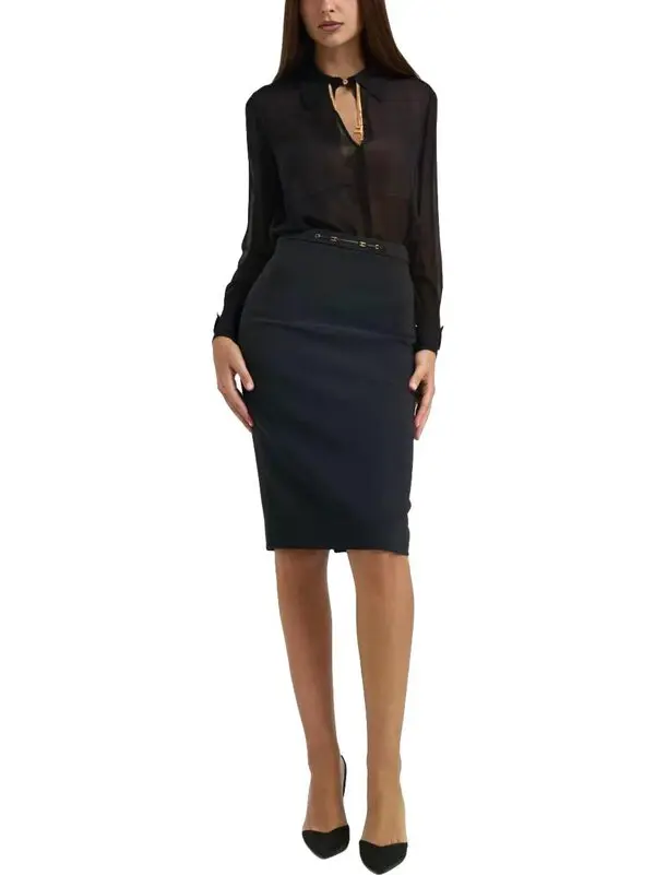Elisabetta Franchi Logo Plaque Pencil Midi Skirt - Black