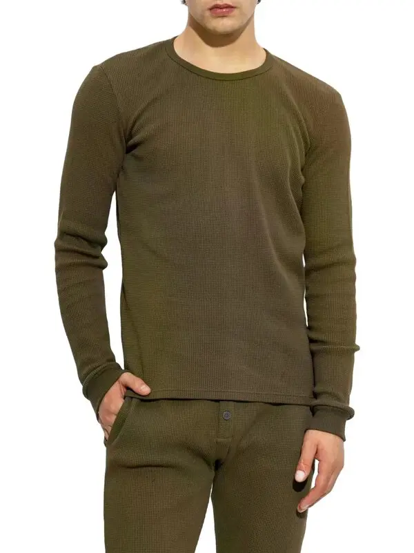MAISON MARGIELA Waffle-knit Long-sleeved Top - Green