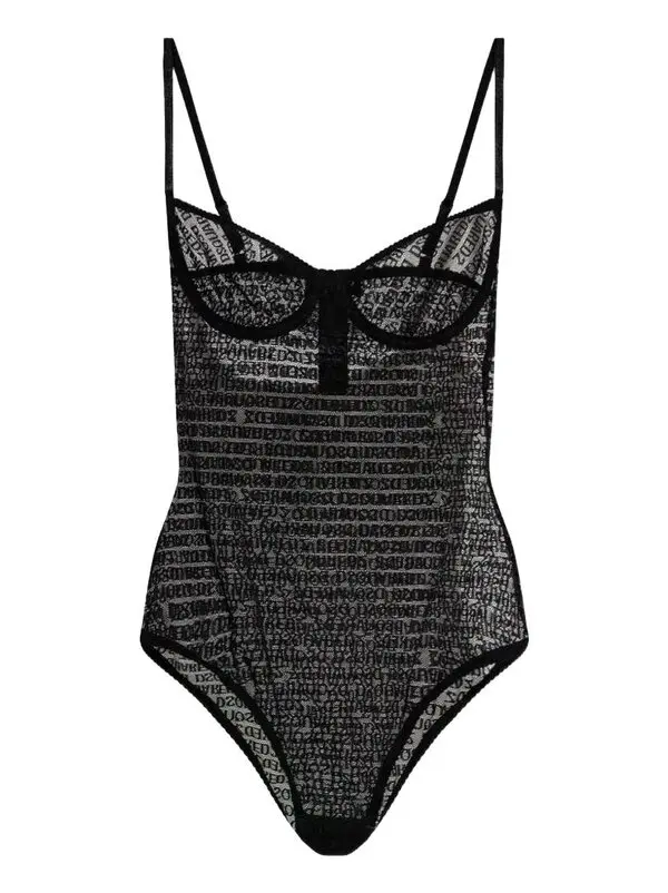 Dsquared2 Logo Lace Bodysuit - Black
