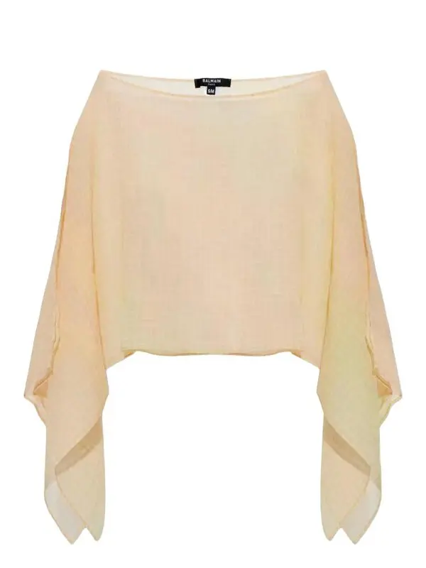 Balmain Monogram Pattern Cropped Poncho - Neutrals