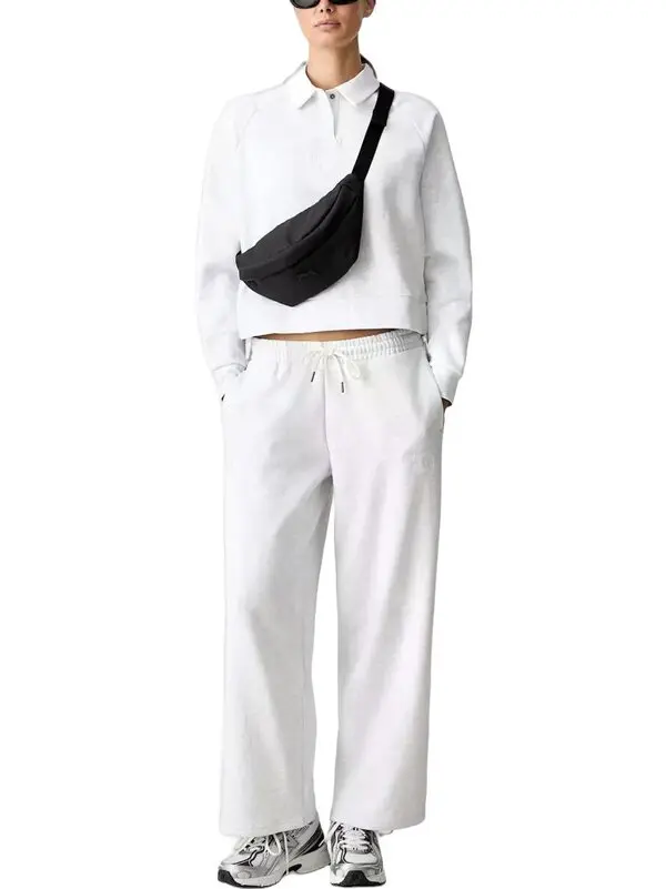 PUMA Logo Embroidered Polo Collar Sweater - White