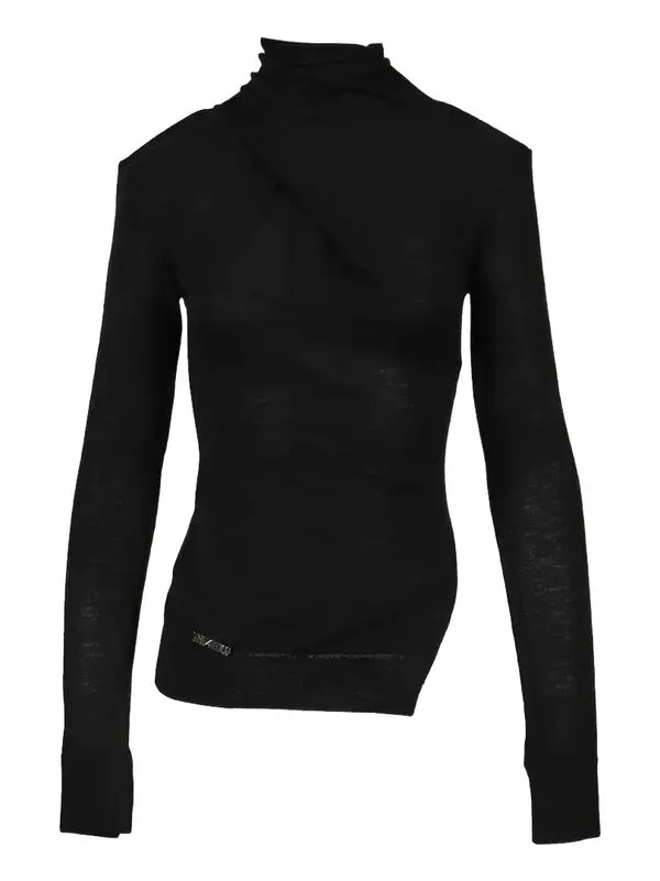 Attico Long-sleeved T-shirt With Embroidered Logo - Black