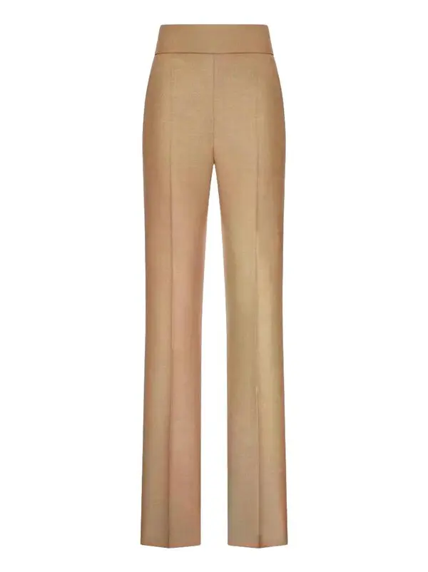 Valentino Garavani High-waisted Pressed-crease Wool Trousers - Neutrals