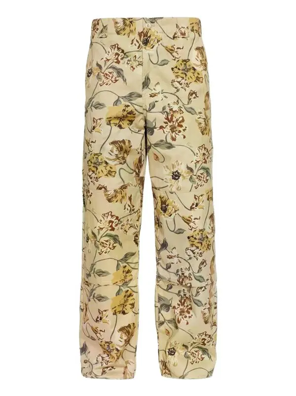 Kenzo Floral Print Straight Leg Trousers - Neutrals