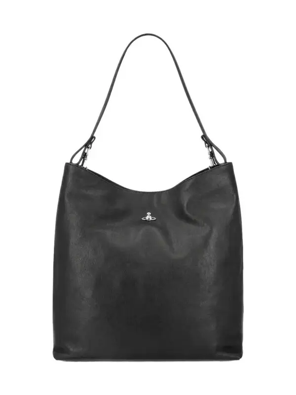 VIVIENNE WESTWOOD Large Lottie Orb-plaque Leather Shoulder Bag - Black