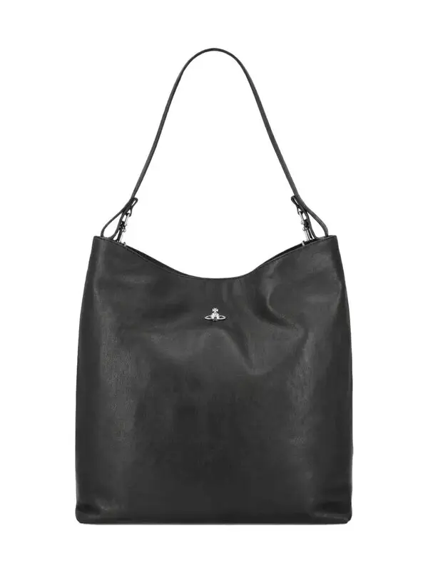 VIVIENNE WESTWOOD Large Lottie Orb-plaque Leather Shoulder Bag - Black