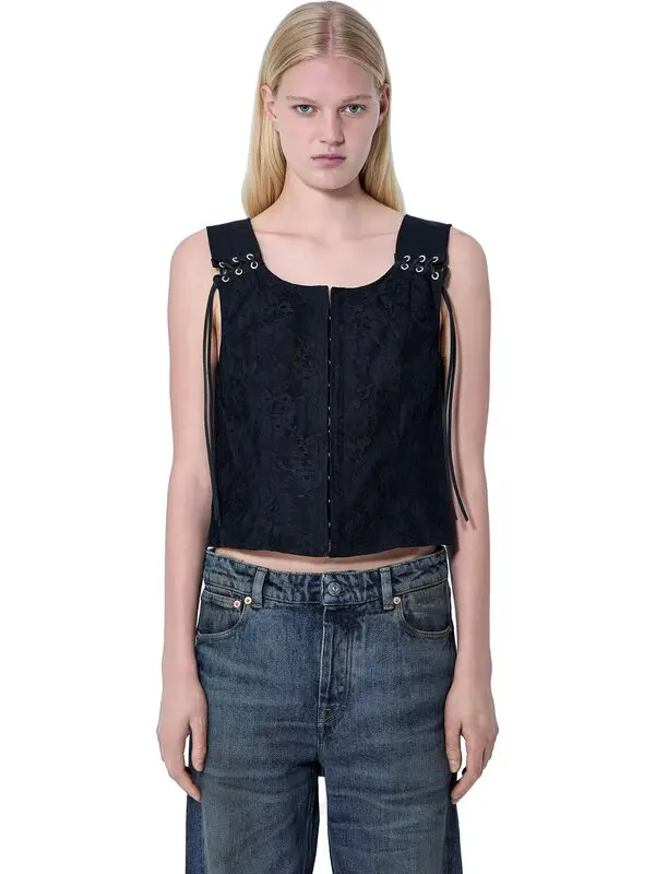 Our Legacy Corset Top With Lace Panel Construction - Black