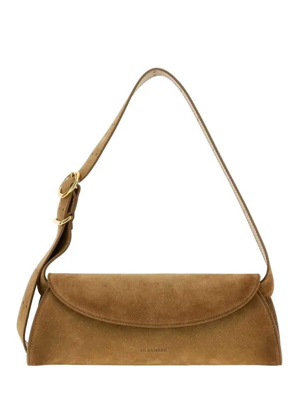 JIL SANDER Biscuit Suede Small Cannolo Crossbody Bag - Brown