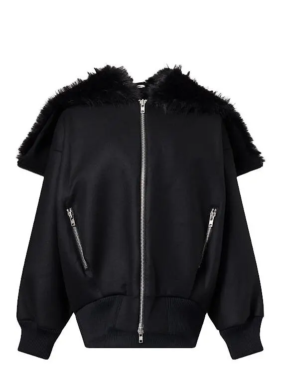 Simone Rocha Split Hood Wool-blend Jacket - Black/black