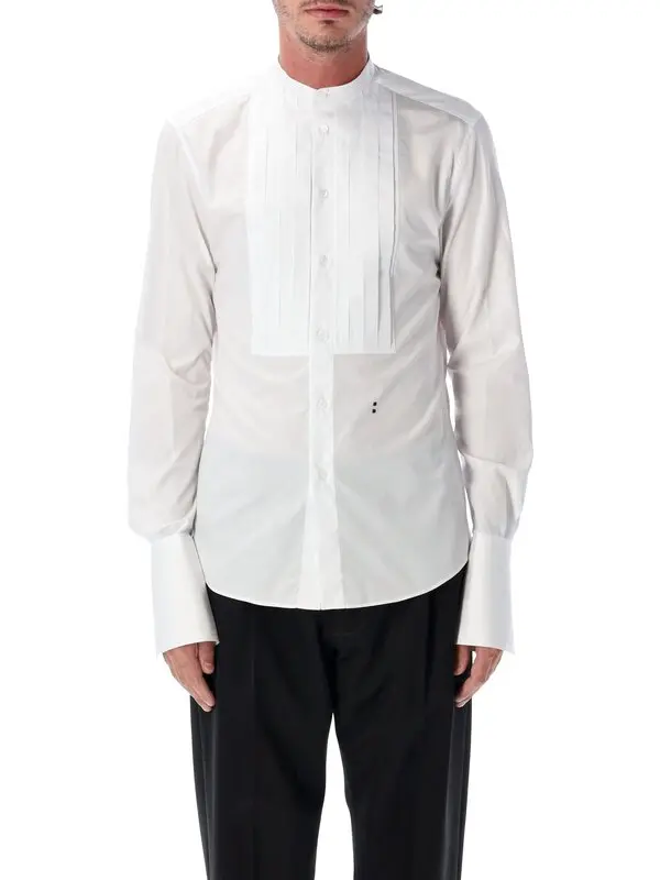 Fendi S Cotton Tuxedo Dress Shirt - Bianco