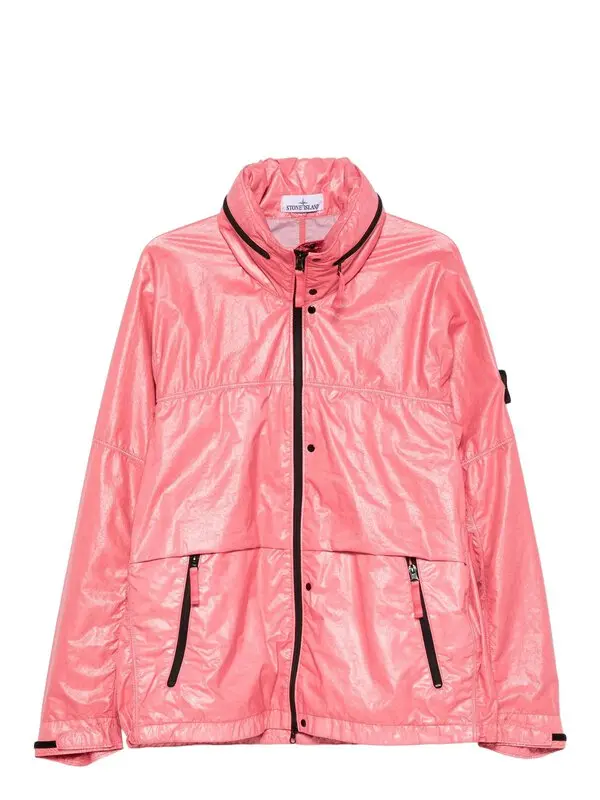 Stone Island Crinkled Finish Logo Patch Jacket - Geranium