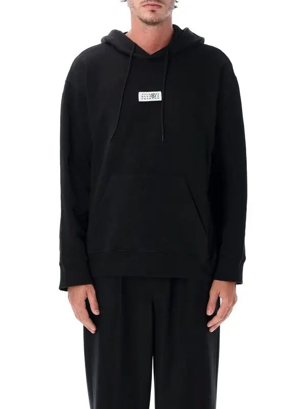 MAISON MARGIELA Cotton Pullover Hoodie With Logo Patch - Nero