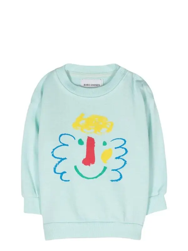 BOBO CHOSES Organic Cotton Graphic Sweatshirt - Azure