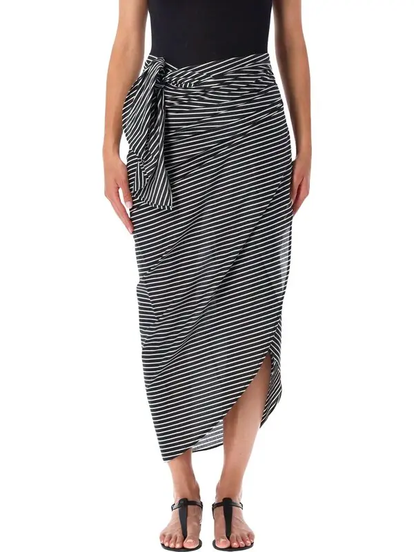 THE FRANKIE SHOP Wrap Tie Waist Midi Skirt - Nero