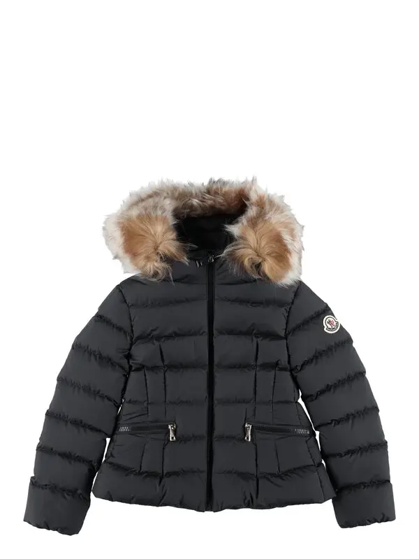 Moncler Quilted Hooded Down Jacket With Faux-fur Trim - Nero