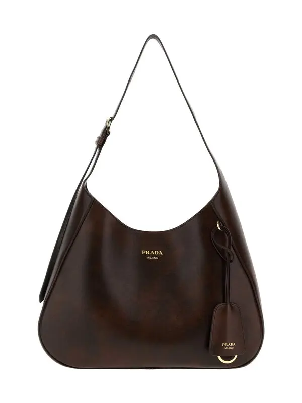 Prada Medium Boogie Shoulder Handbag In Calf Leather - Brown