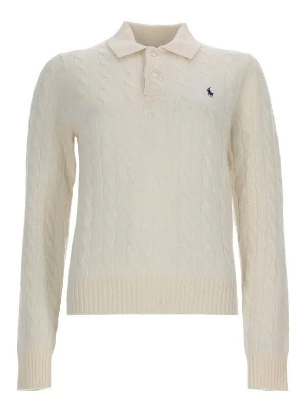 Polo Ralph Lauren Wool-cashmere Cable Knit Polo Sweater - Ivory