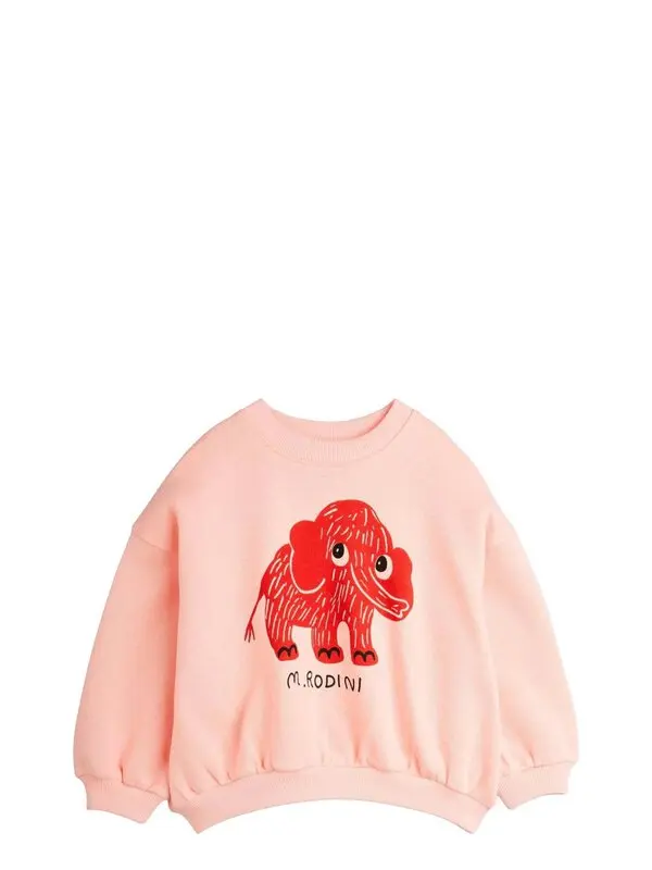 MINI RODINI Organic Cotton Elephant Print Sweatshirt - Pink