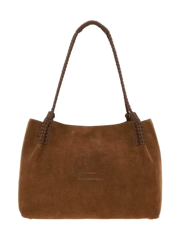 Etro Medium Libra Shopping Handbag In Suede - Brown