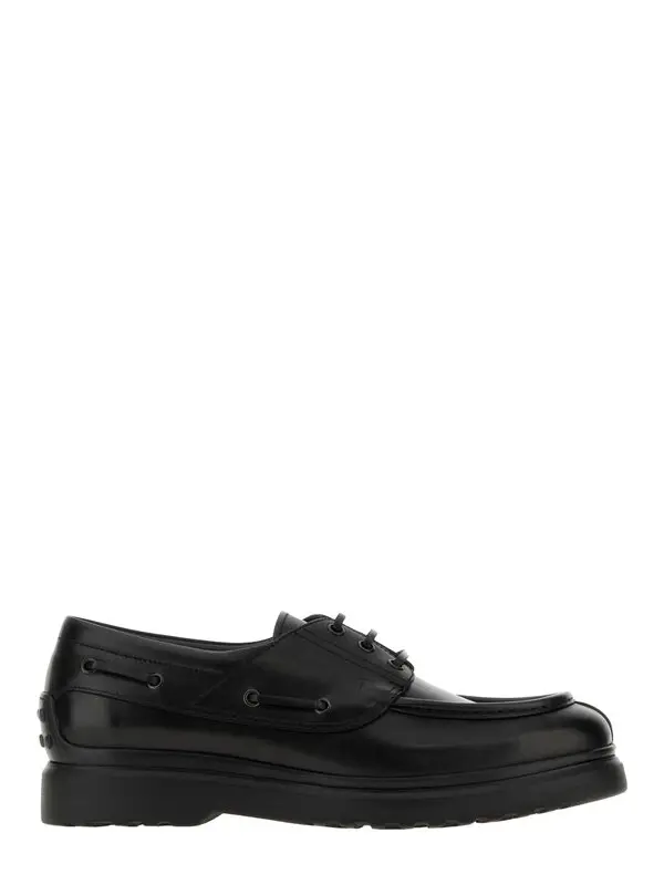 TOD'S Leather Lace-up Loafers - Black