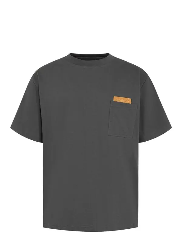 Bottega Veneta Pima Cotton Jersey T-shirt With Leather Detail - Blue