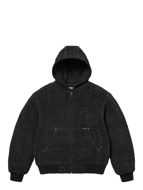 Supreme Woven Suede Hooded Work Jacket - Black