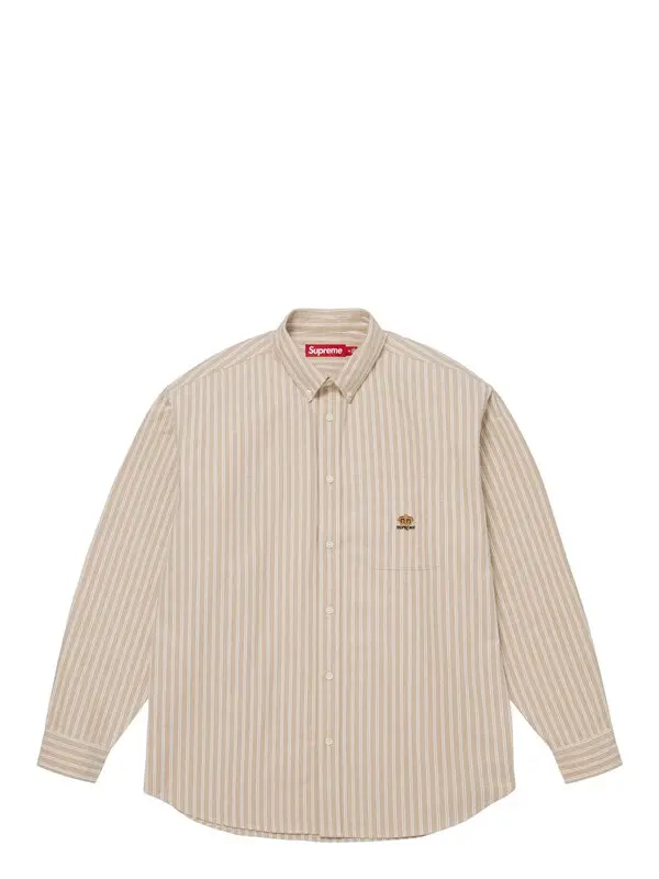Supreme Loose Fit Striped Oxford Shirt - Tan