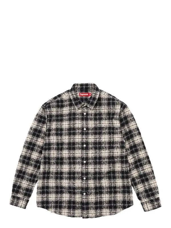 Supreme Frayed Textured Plaid Shirt - Black