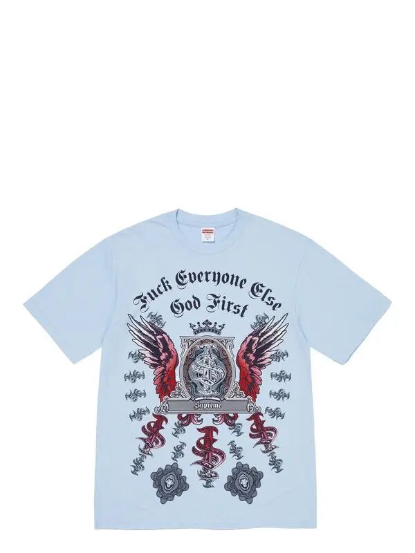 Supreme God First" Graphic T-shirt - Blue