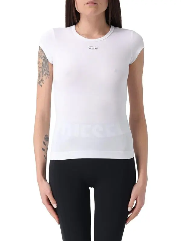 DIESEL® Slim Fit Cotton T-shirt With Oval D Logo - White