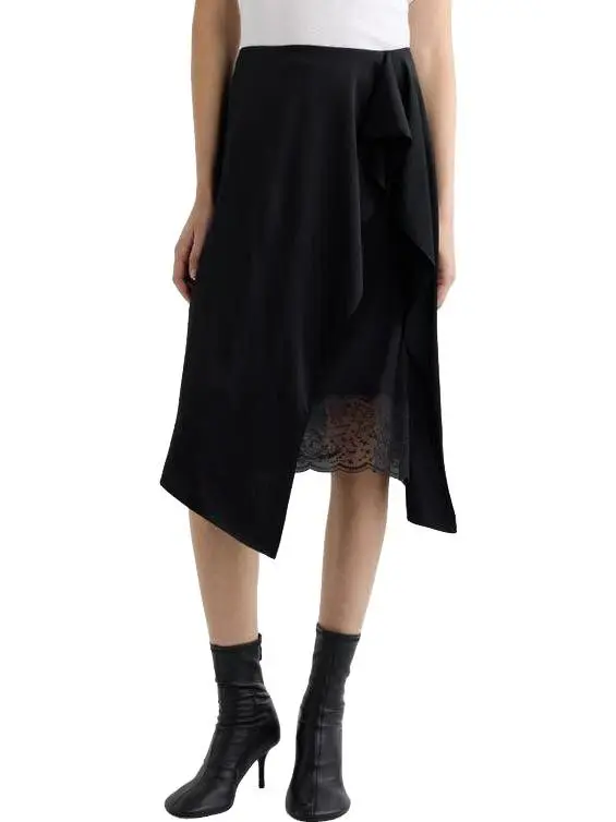 Acne Studios Asymmetric Ruffle Midi Skirt - Black