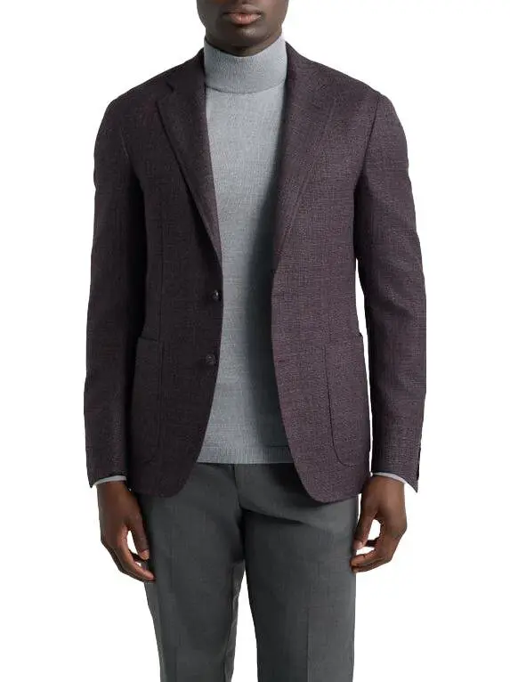 Canali Kei Slim Fit Solid Wool Sport Coat - Dark Red