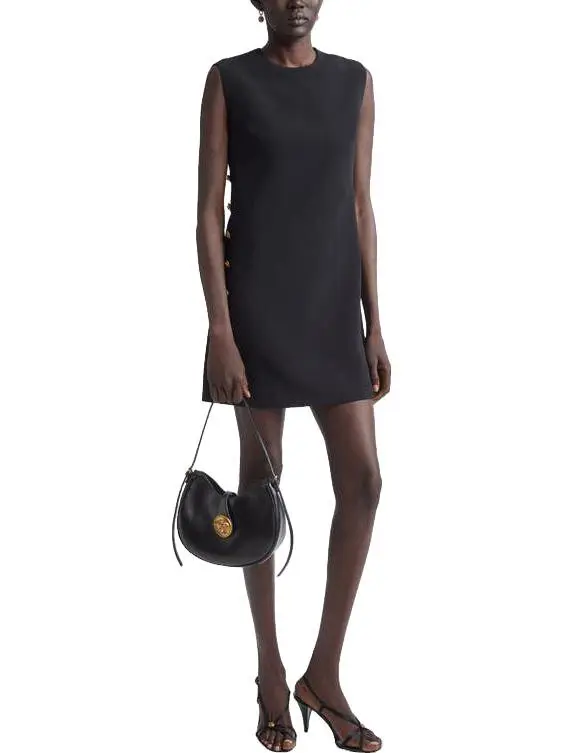 Versace Techno Cady Stretch Sleeveless Mini Dress With Medusa Buttons - Black