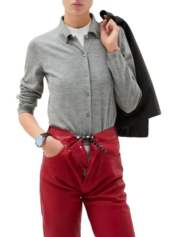 Versace Virgin Wool Collared Button-down Cardigan - Grey