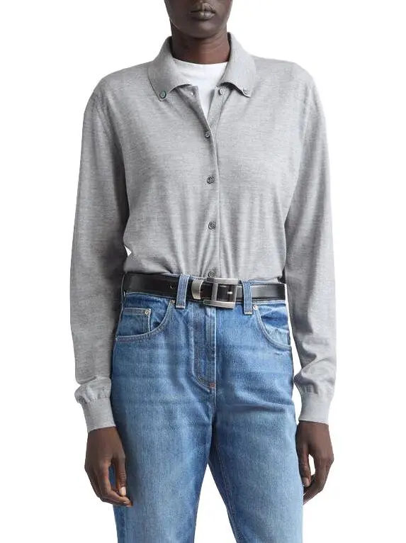 Versace Virgin Wool Collared Button-down Cardigan - Grey