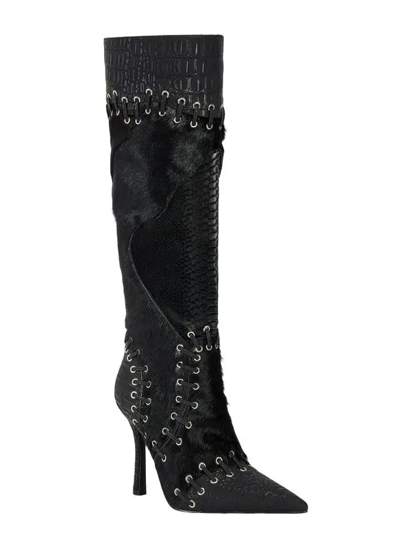 AZALEA WANG Novak Knee High Stiletto Boot - Black