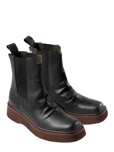 LEANNE FORD, MADE BY BEEK Leanne Ford Zip Up Leather Worker Boots - Black