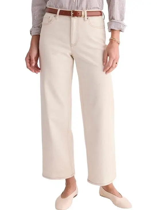 Vineyard Vines Whitney High Waist Wide Leg Jeans - Ecru