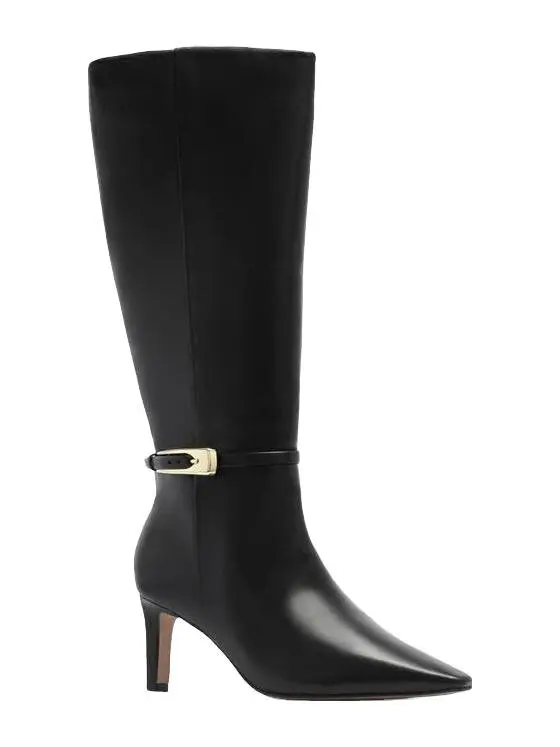 FRANKIE4 Evie Leather Knee-high Boots With Buckle Detail - Black