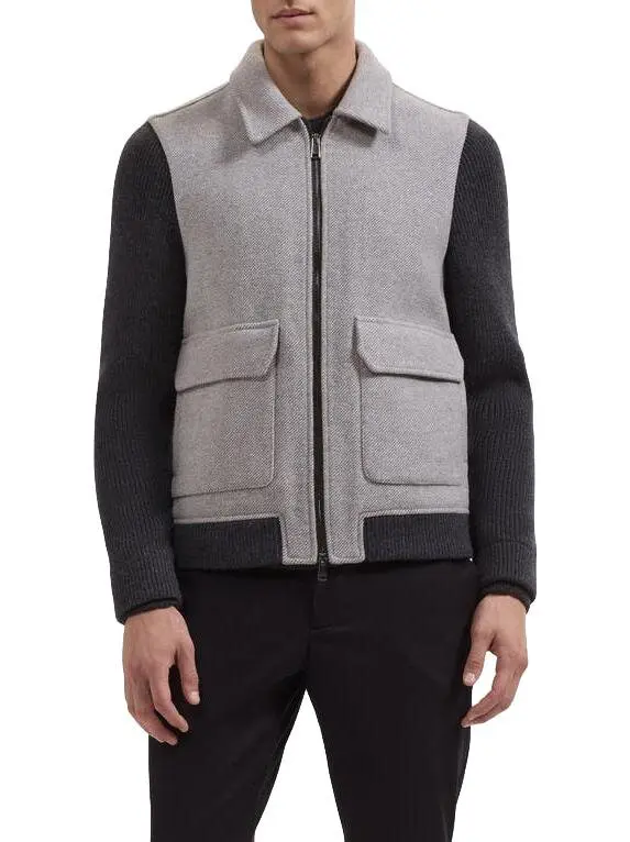 Bugatchi Hybrid Knit Blouson Jacket - Graphite