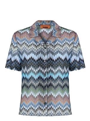 Missoni Short Sleeve Chevron Snake Motif Viscose Shirt - Multicoloured
