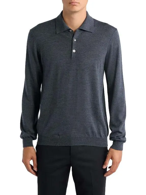 Bugatchi Merino Wool Polo Sweater - Anthracite